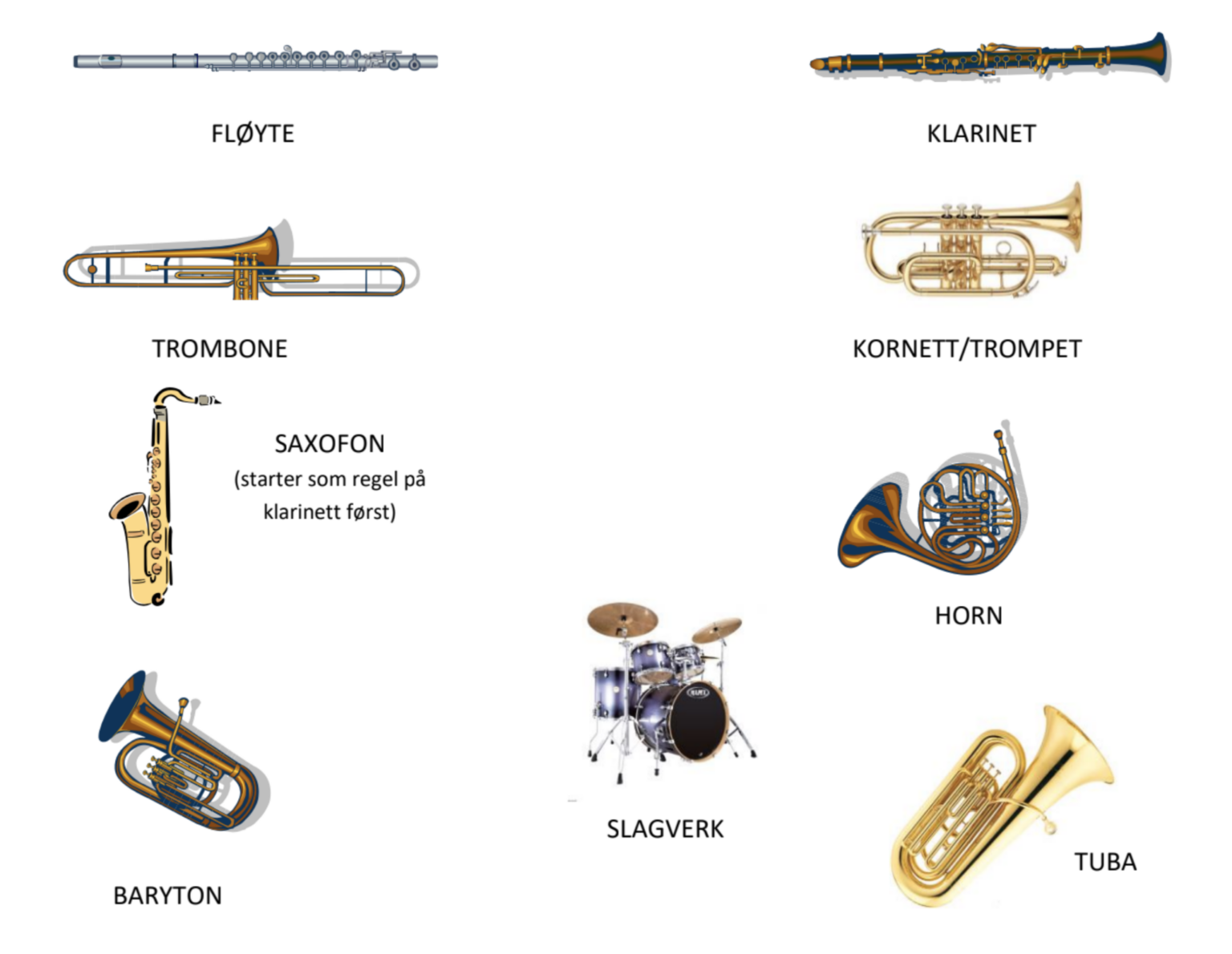 Instrumenter – Grindbakken Skoles Musikkorps